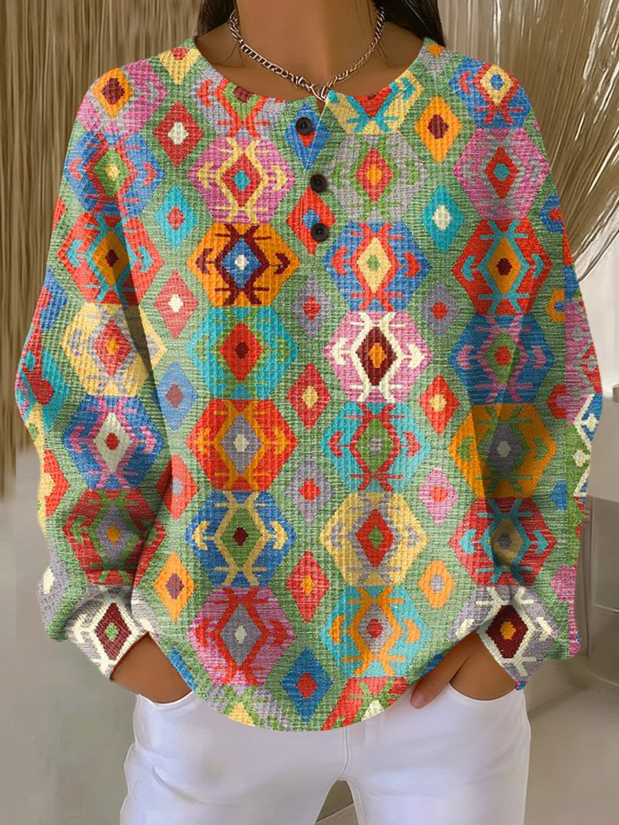 Tilde | Colorful Sweater with Checkered Pattern – Ivy & Mabel
